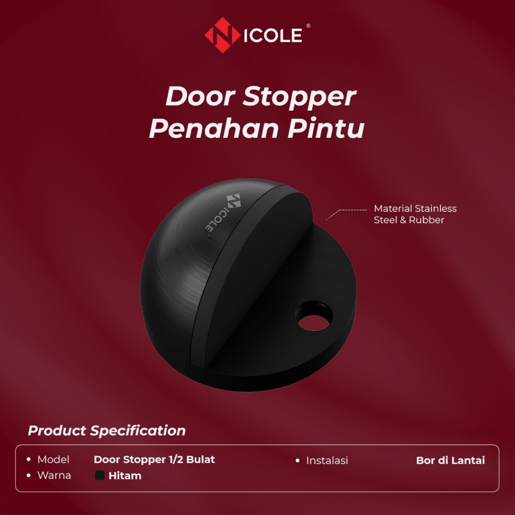 Jual Door Stopper Setengah Bulat Stainless / Penahan Pintu | Shopee ...