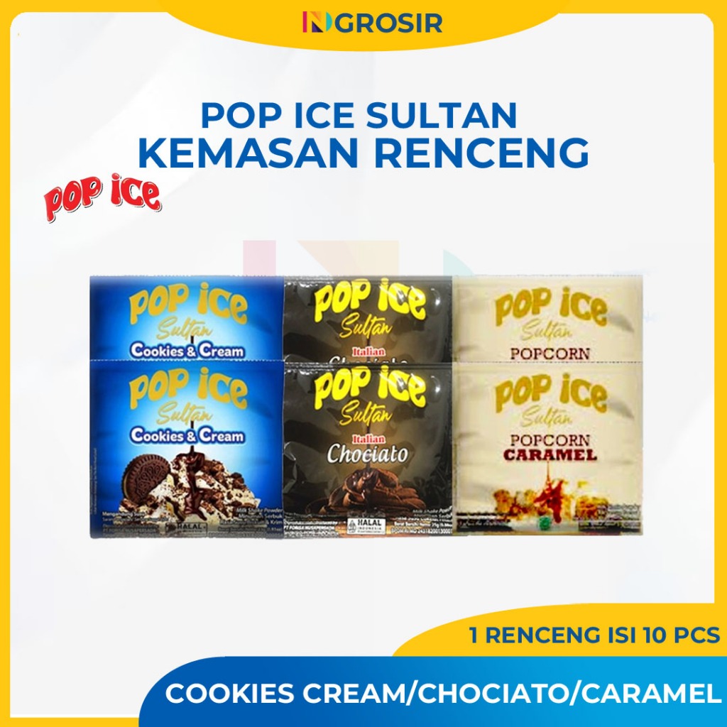 Jual POP ICE SULTAN RENCENG/RENTENG ISI 10 SACHET POPCORN CARAMEL ...