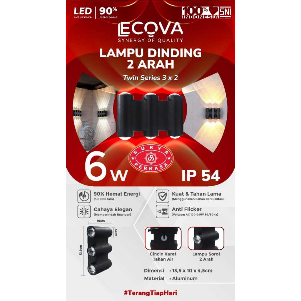 Jual Surya Perkasa ECOVA Lampu LED Dinding 2 Sisi LED Wall Lamp Twin ...