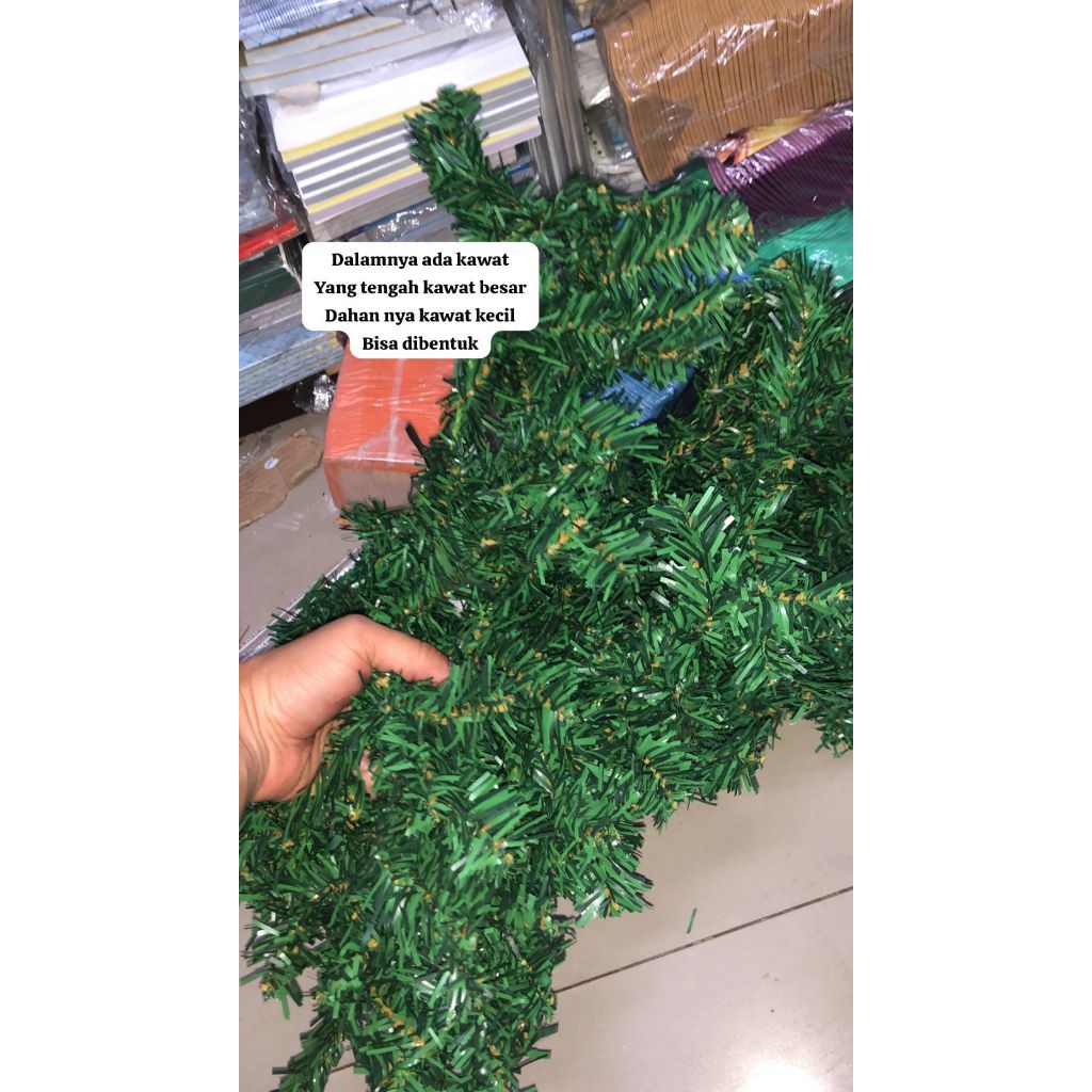 Jual garlan majus natal kawat panjang 1.8 meter ( tangkai kawat ...