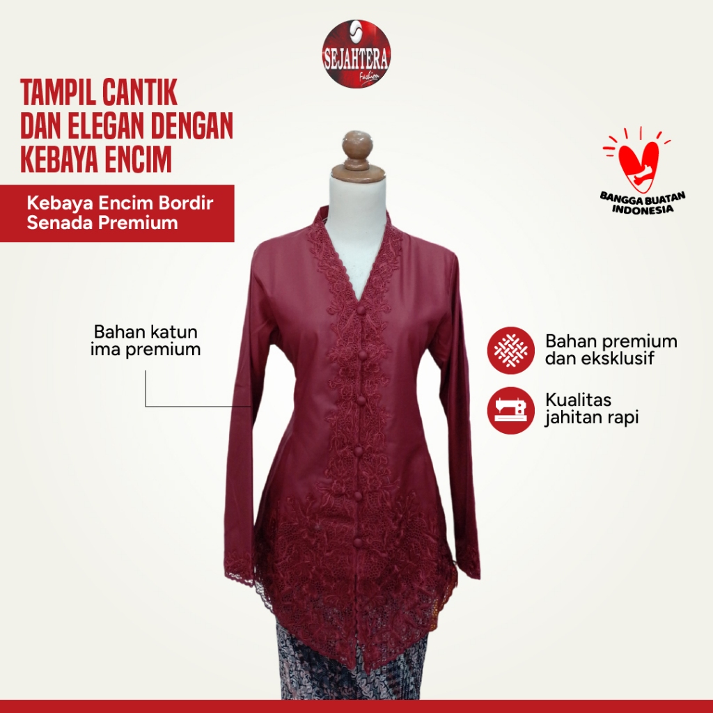 Jual Kebaya Encim Bordir Senada Premium | Shopee Indonesia