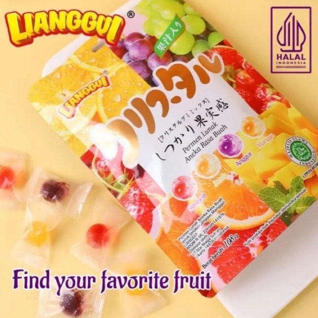 Jual Permen Buah lunak Jelly HALAL Liangui viral aneka Rasa / Permen ...