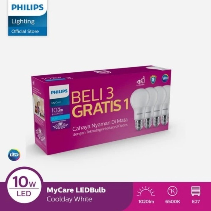 Jual Lampu Bulb Philips Led MyCare 10 WATT Multipack isi 4 Pcs | Shopee Indonesia