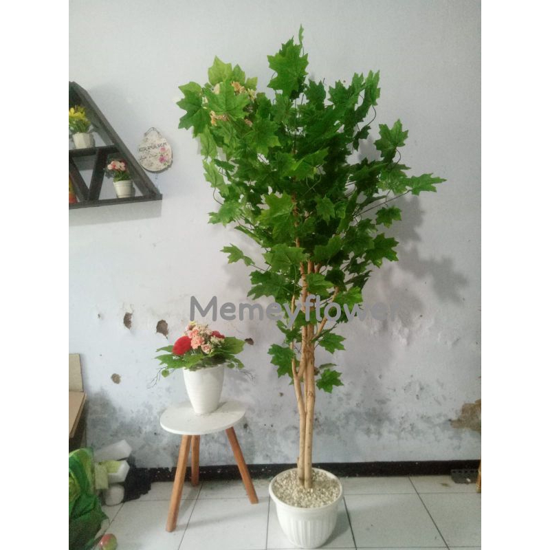 Jual hiasan pohon daun maple hijau rimbun/T150cm | Shopee Indonesia