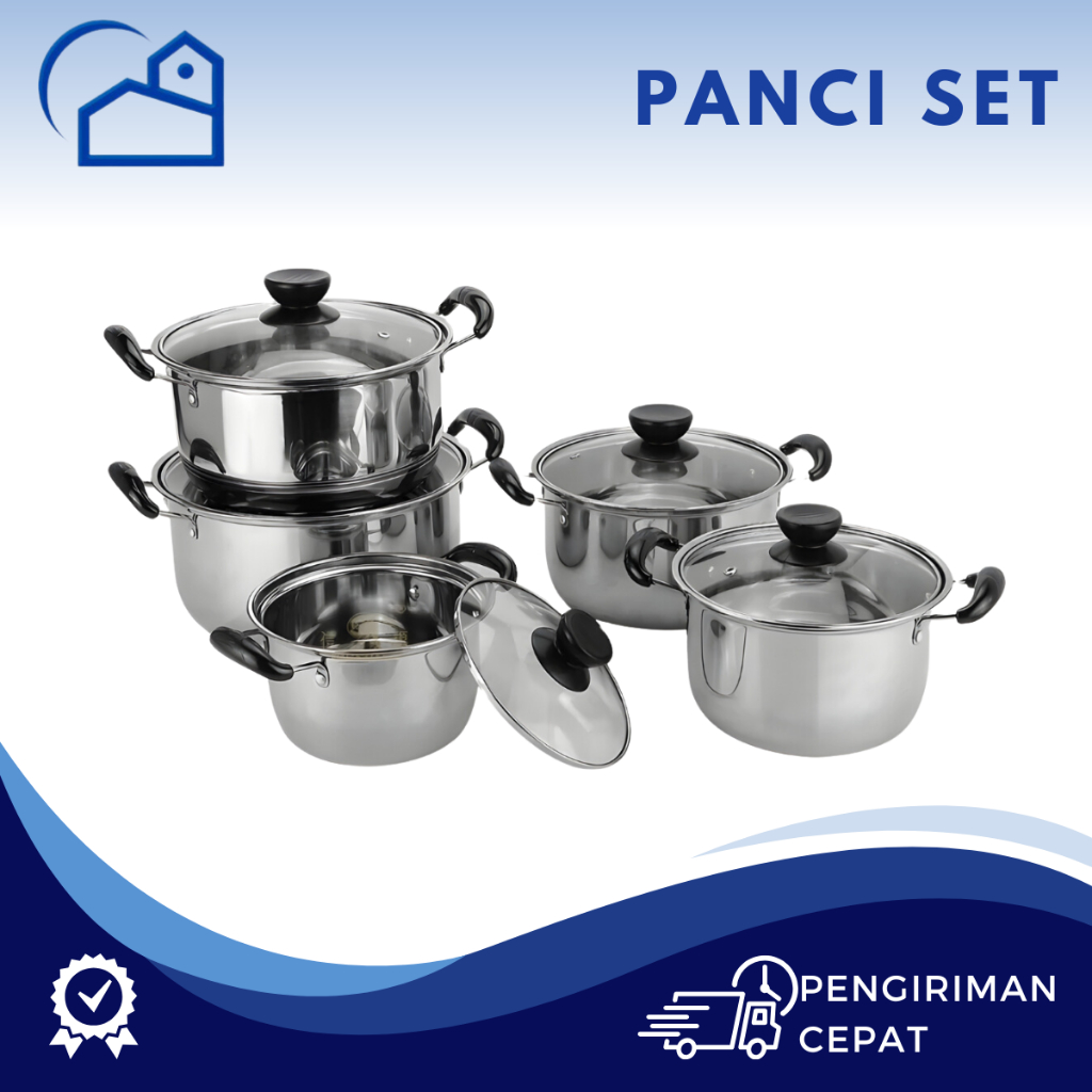 Jual Panci Stainless Stell 1 Set 5 Pcs High Grade HIgh Pots HOMESTATION ...