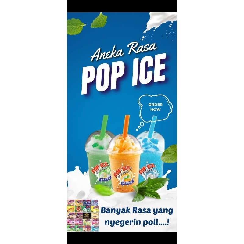 Jual banner spanduk pop ice aneka rasa ukuran 50x100 cm | Shopee Indonesia