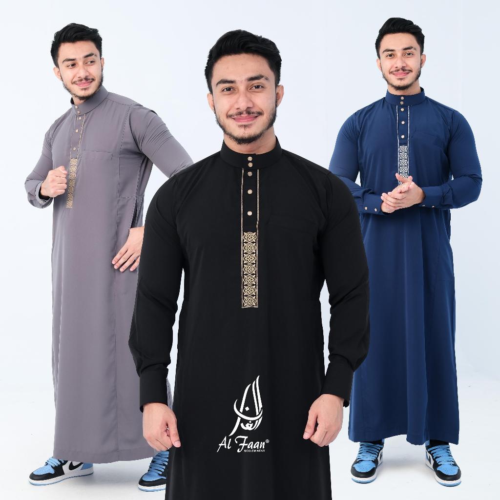 Jual Jubah Gamis slimfit pria bordir jubah pria muslim gamis pria ...