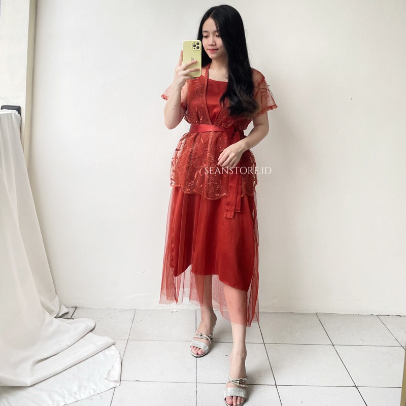 Jual Set Grisya 3in1 Populer 그리시 Dress Natal Tile Premium Inner & Outer ...