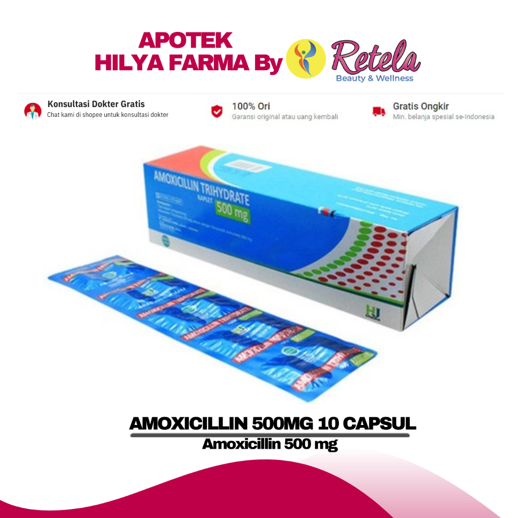 Jual AMOXICILLIN 500MG 1 STRIP 10 CAPSUL (Gen-HJ) | Shopee Indonesia