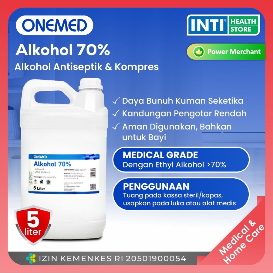 Jual ONEMED Alkohol 70% 5 Liter / Alkohol Antiseptik / Alkohol Onemed ...
