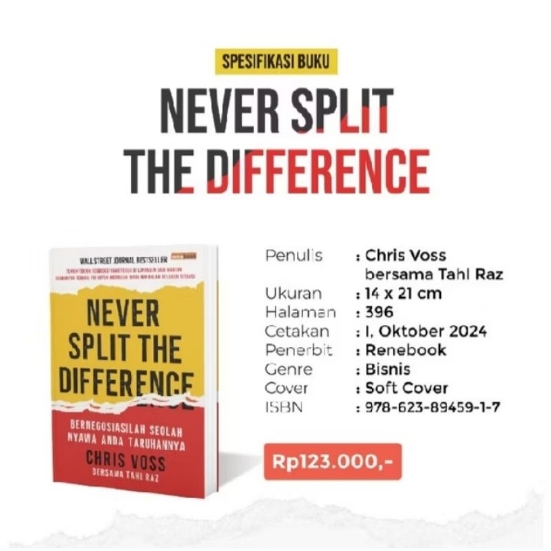 Jual BUKU NEVER SPLIT THE DIFFERENCE ORIGINAL RENEBOOK | Shopee Indonesia