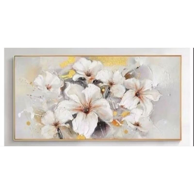 Jual lukisan bunga lily dinding ruang tamu plus frame dan packing kayu ...