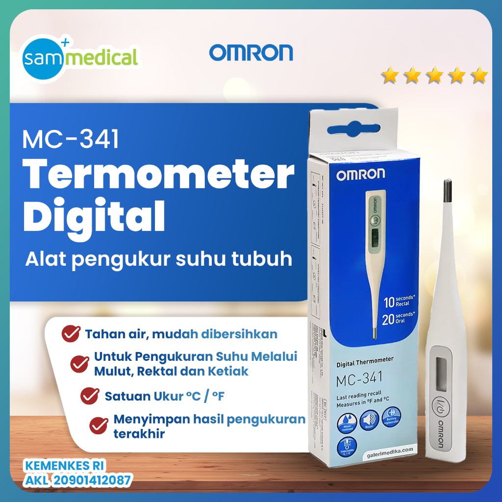 Jual OMRON Termometer Digital MC 341/ Thermometer Ketiak / Non Flexibel / Alat Ukur Suhu Tubuh ...