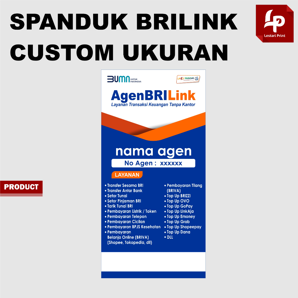Jual SPANDUK BRILINK CUSTOM UKURAN / SPANDUK AGEN BRILINK / BANNER AGEN ...