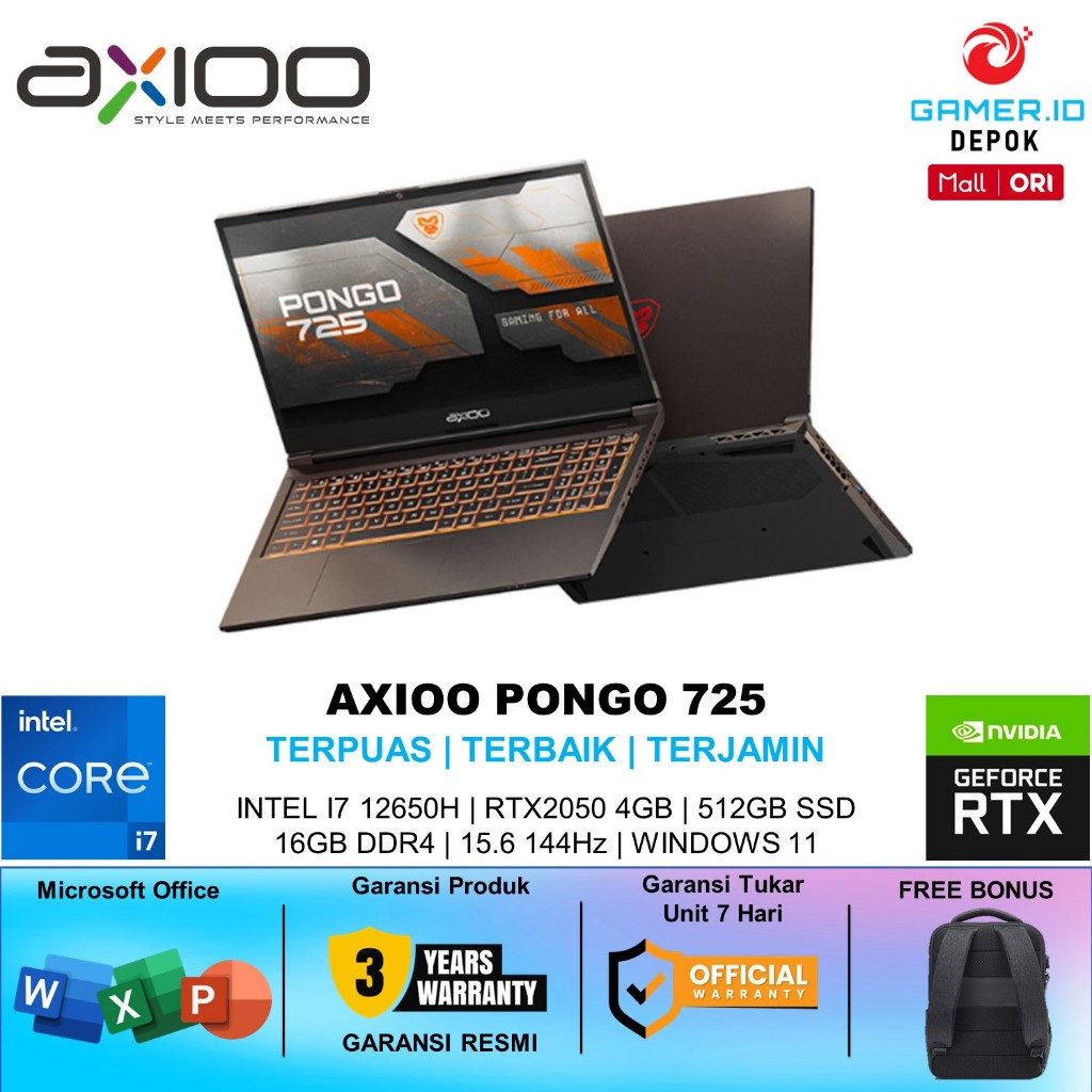 Jual [PAYDAY] LAPTOP AXIOO PONGO 725 RTX2050 4GB I7 12650H 16GB RAM ...
