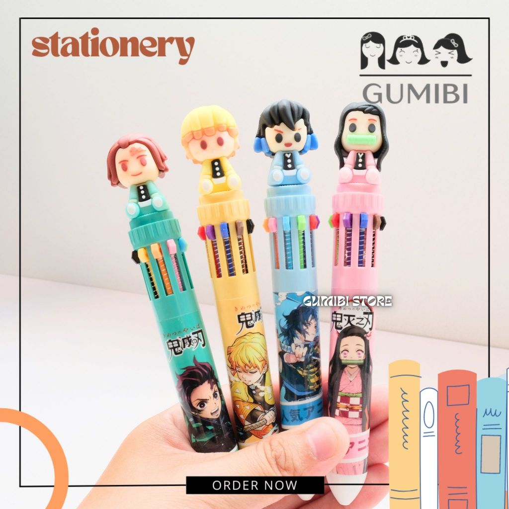 Jual PULPEN 10 WARNA DEMON SLAYER PENA TINTA WARNA WARNI KIMETSU NO ...