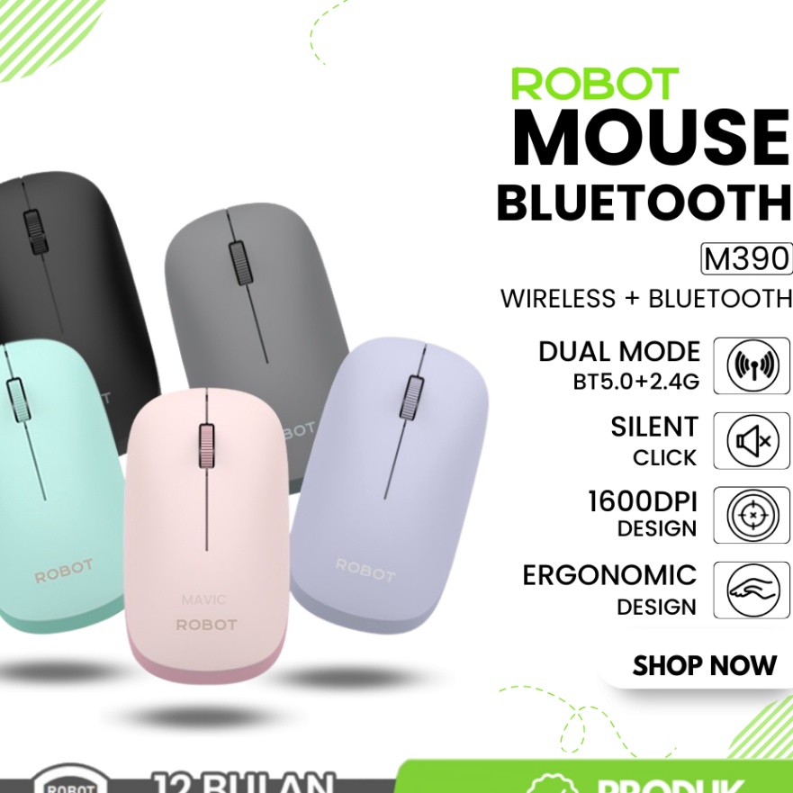 Jual Top ROBOT M39 Mouse Dual Mode Bluetooth Wireless 24G Mouse Silent ...