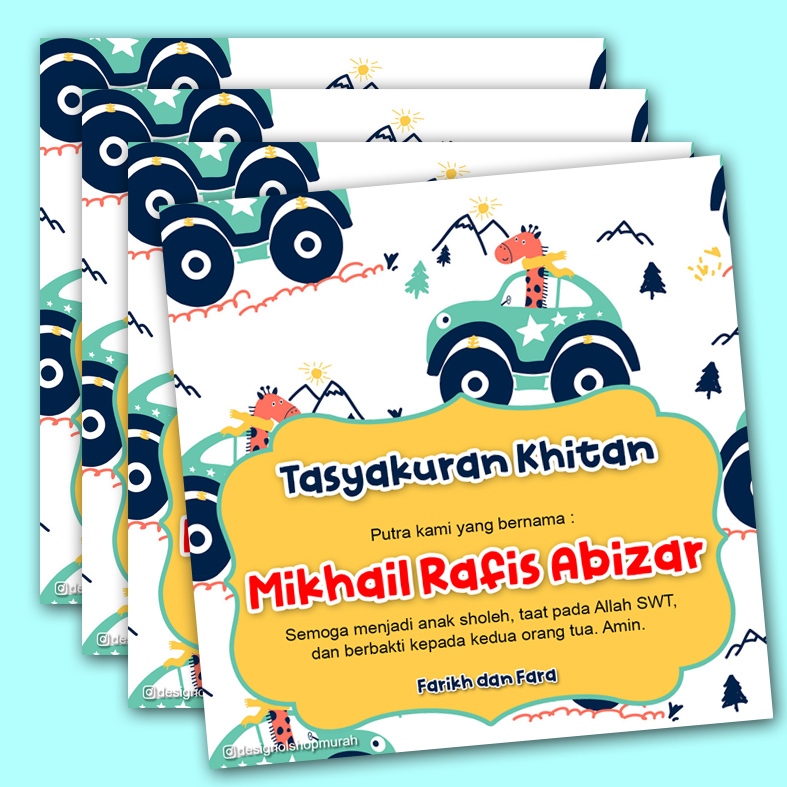 Jual Kartu khitanan Stiker Khitanan Kartu Aqiqah isi 50 pcs Stiker ...