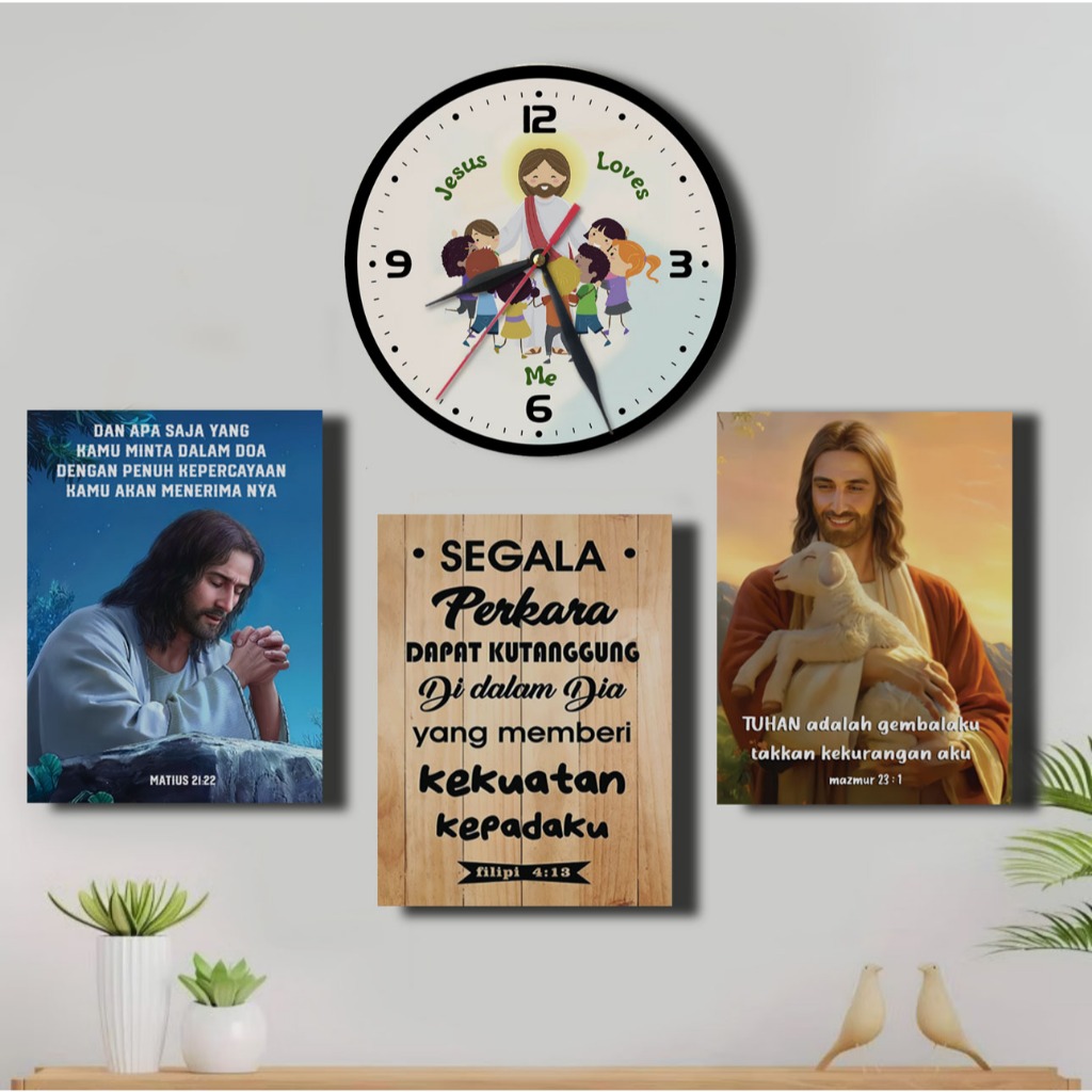 Jual Limited Jam Dinding Salib 1 Set Hiasan Dinding Kristen Gambar ...