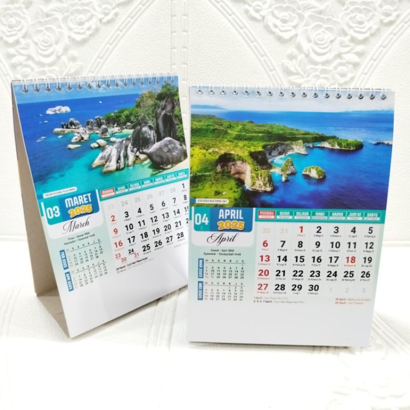 Jual Kalender Meja Model Tinggi Potret Pemandangan Tahun 2025 | Shopee ...