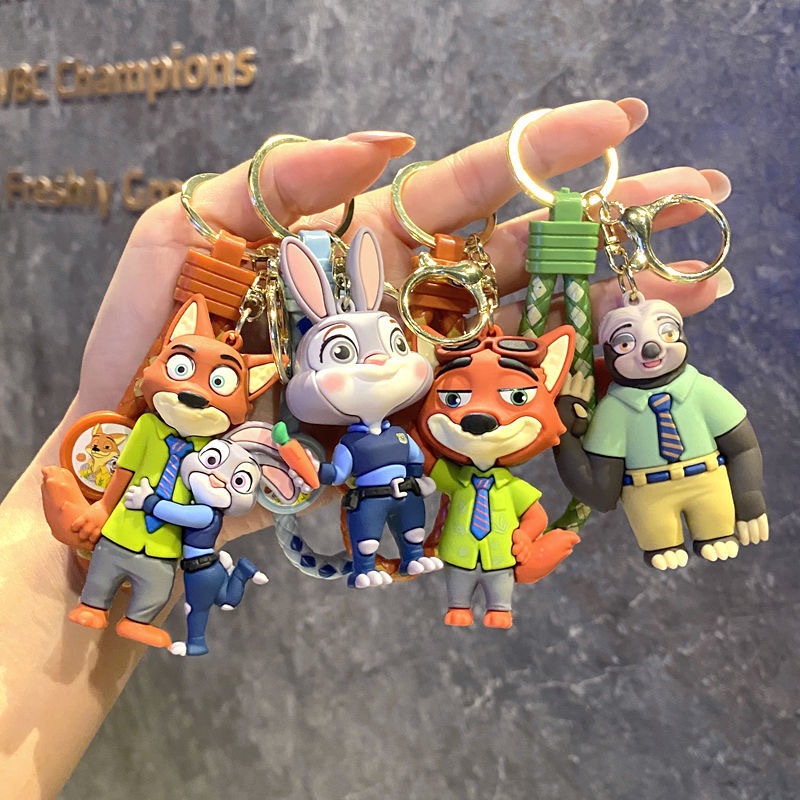 Jual Cartoon Zootopia Keychain Cartoon Doll Car Keychain Cute Bag ...