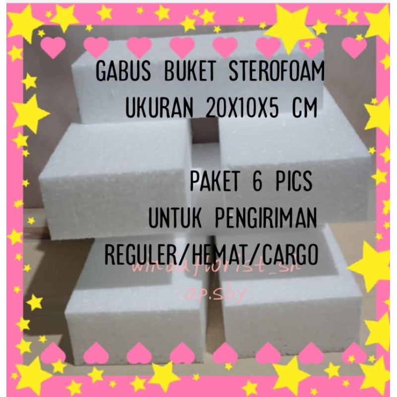 Jual Gabus STYROFOAM ( 6 PICS) (-+ 20 X 10 X 5CM) Busa Bucket Bunga ...
