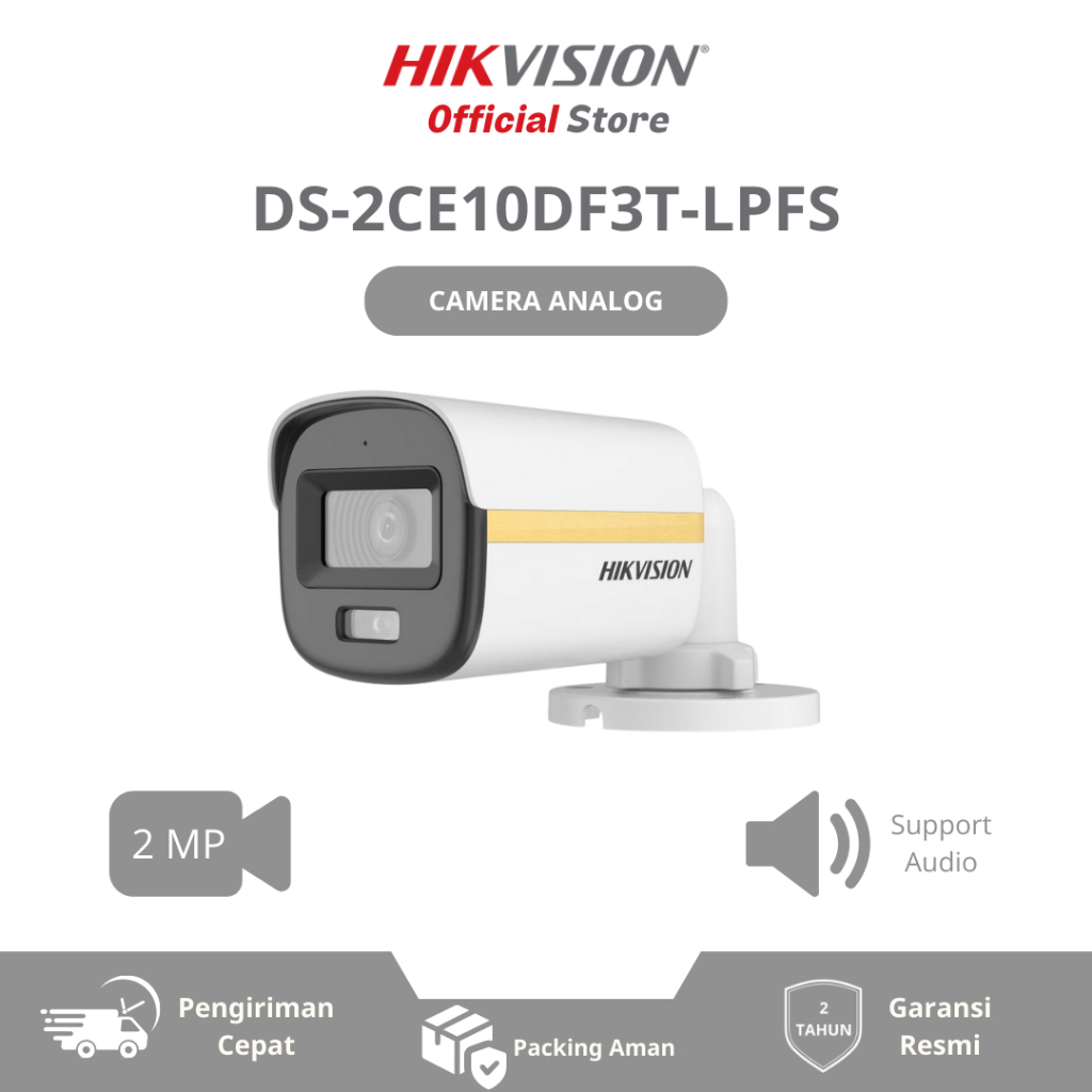 Jual HIKVISION - DS-2CE10DF3T-LPFS Camera Analog CCTV 2 MP ColorVu Dual-light Fixed Mini Bullet ...