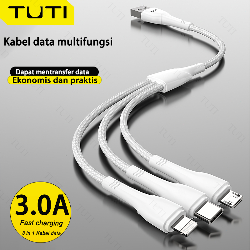 Jual TUTI Kabel Data 3 in 1 Fast Charging Kabel Lightning Micro USB ...