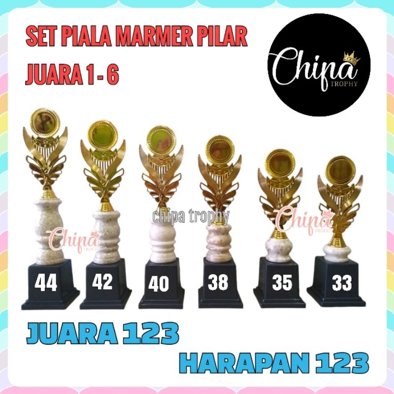 Jual PIALA SET PILAR 1-6 / SET TROPHY MARMER JUARA DAN HARAPAN | Shopee Indonesia