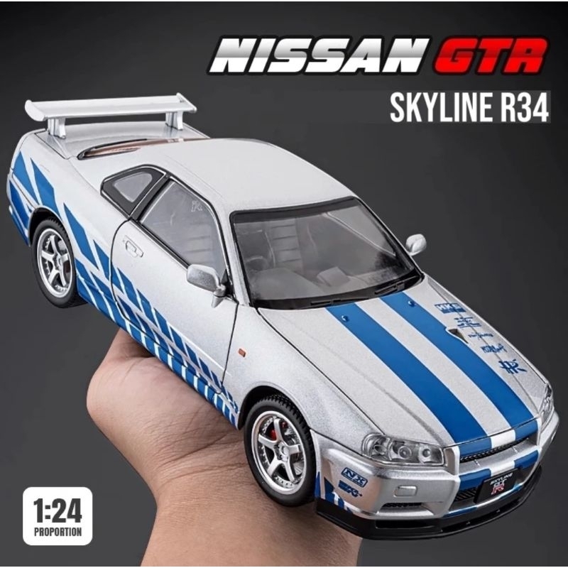 Jual 0Diecast Mobil Miniatur Nissan Skyline GTR R34 Diecast Skala 1:24 ...