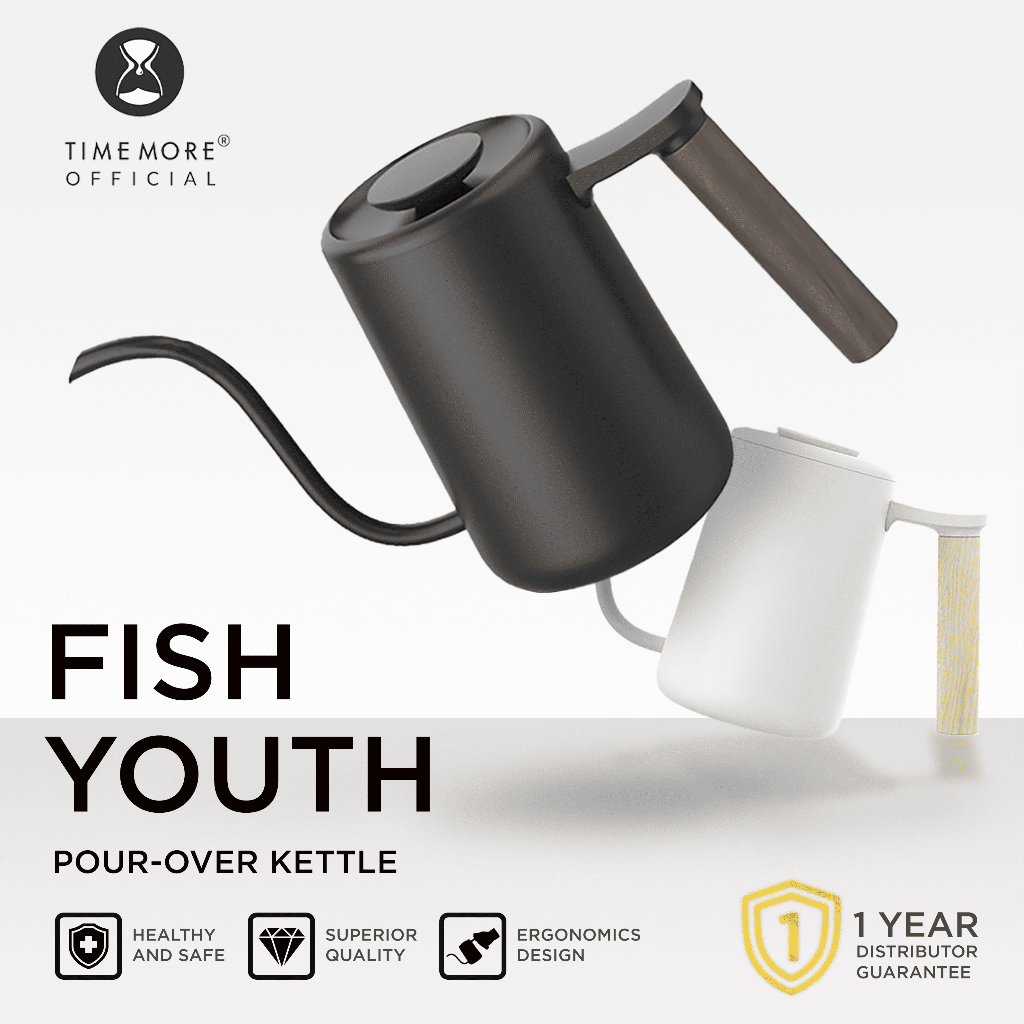 Jual Timemore Coffee Kettle Fish Youth Pour Over Oak Handle 700ml Teko ...