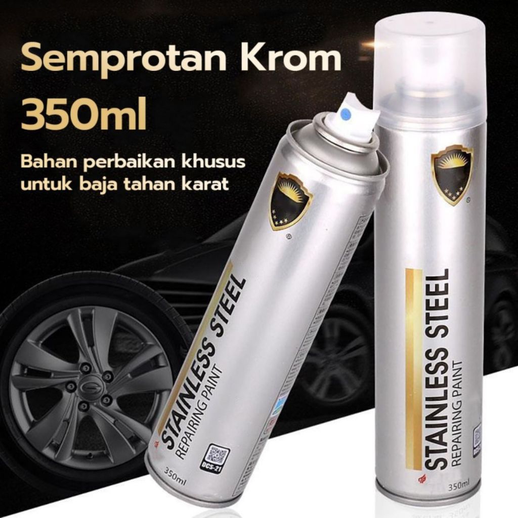 Jual Cat Semprot Chrome 350ml Stainless Steel Cat Logam Otomotif Besi ...