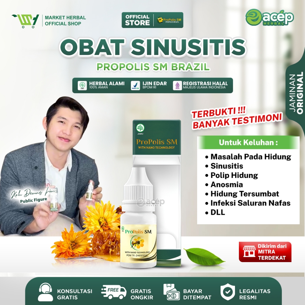 Jual Obat Sinusitis Polip Hidung Pilek Anosmia Rhinitis Gangguan Penciuman Sesak Nafas Propolis ...