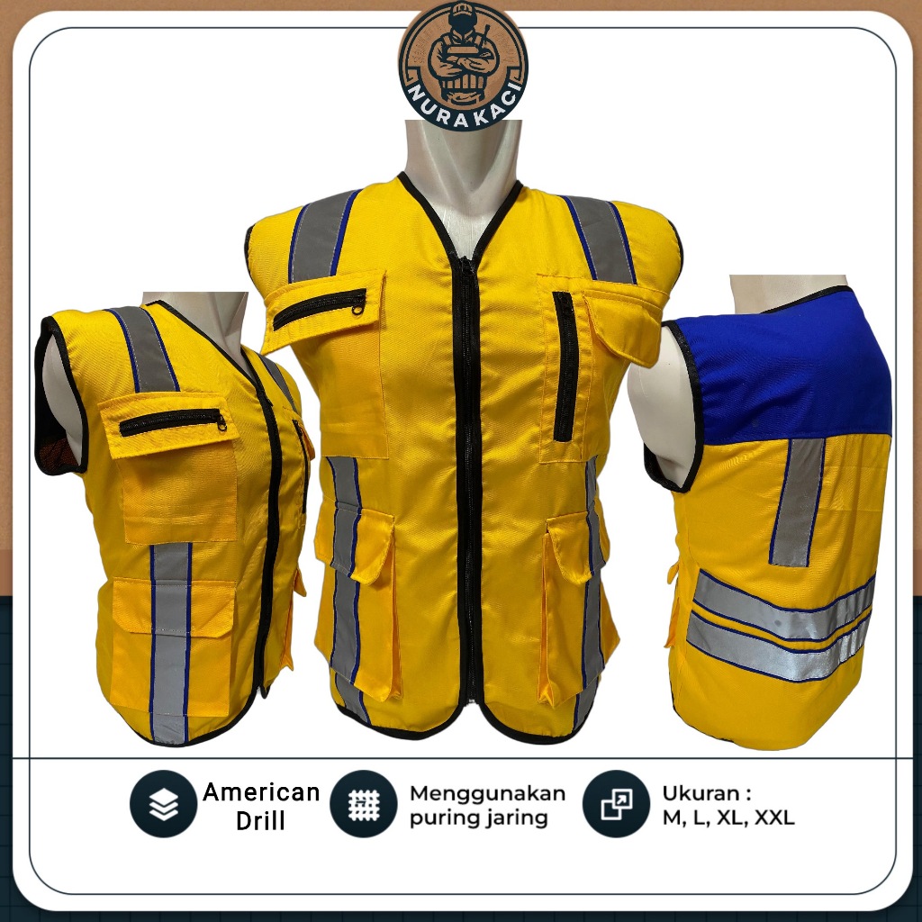 Jual Gratis Logo - Rompi Safety Vest Drill Cipta Karya Rompi Lapangan ...