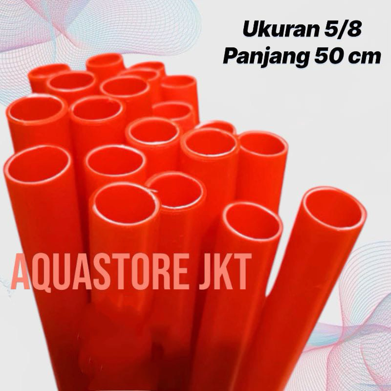 Jual PIPA AQUARIUM MERAH 5/8 INCI 50 CM PIPA MESIN AQUARIUM PIPA KOLAM ...