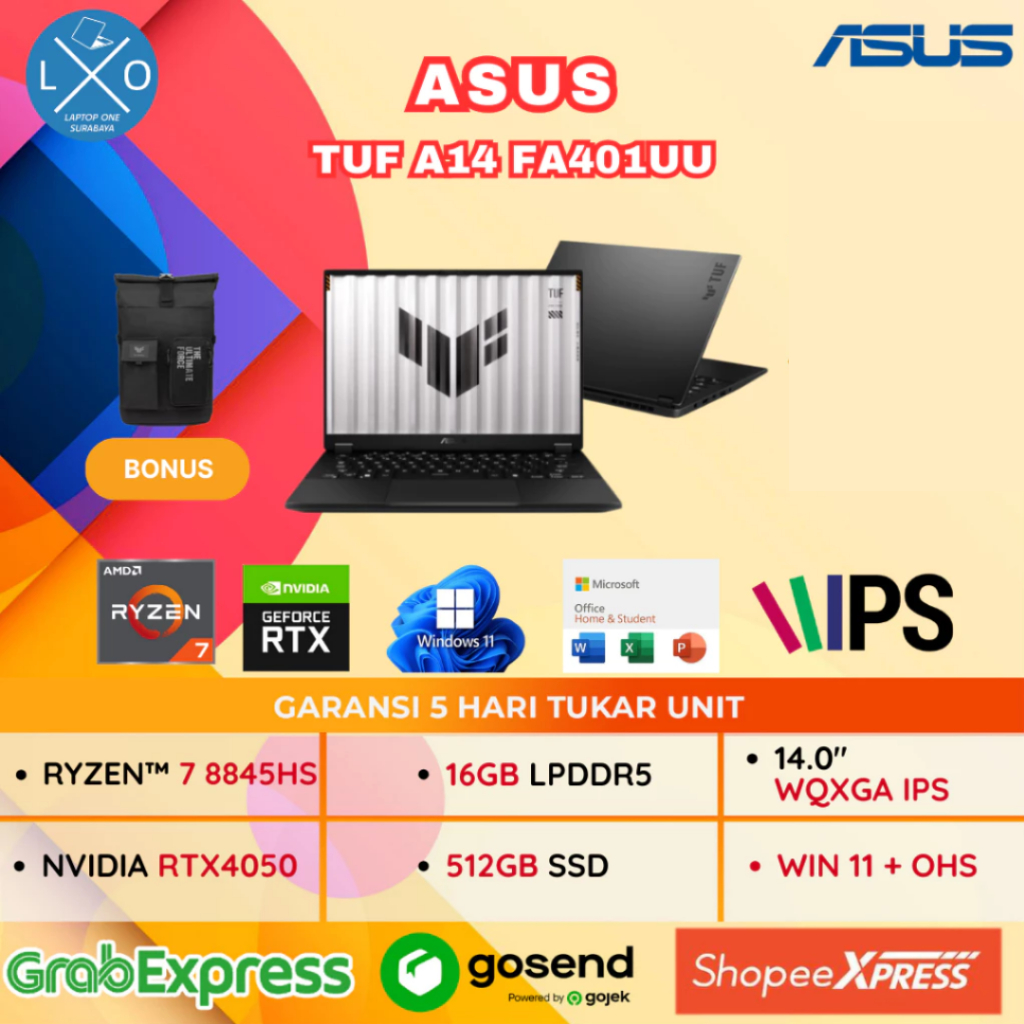 Jual Laptop Asus TUF A14 FA401UU RTX4050 6GB Ryzen 7 8845HS 32GB 1TB 14 ...