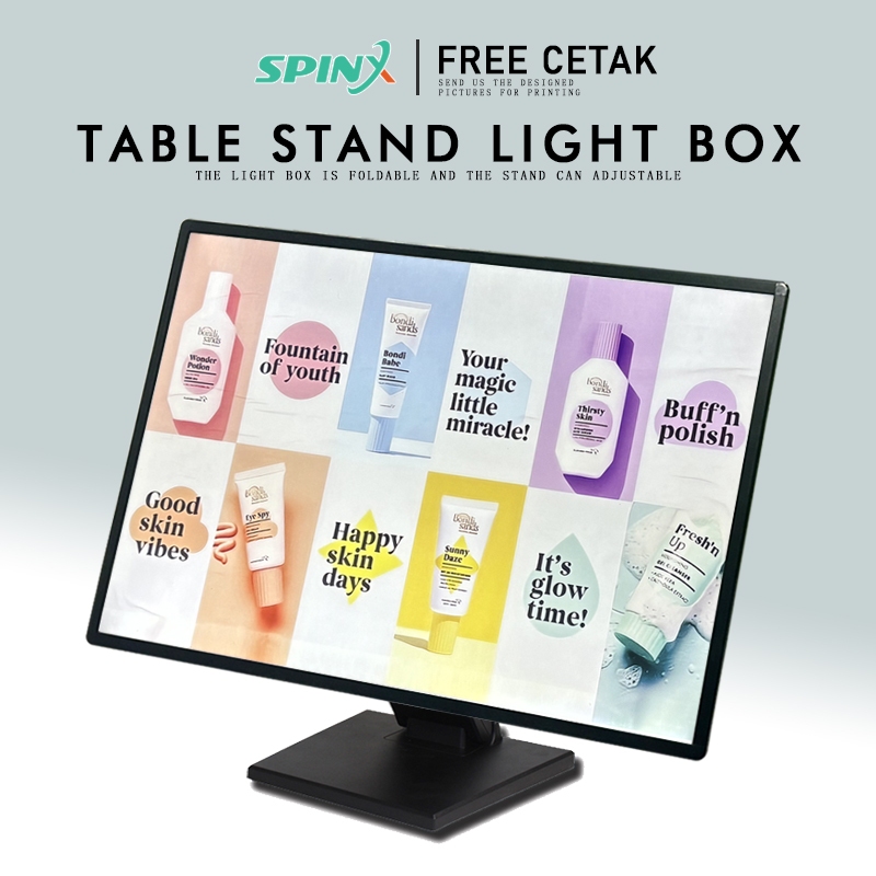 Jual Spin X Table Stand Light Box Menu Display Size LED Slim Light Box ...