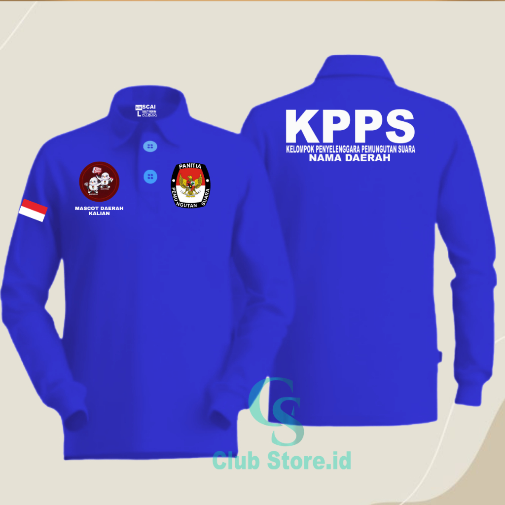 Jual Kaos Polo Shirt Lengan Panjang KPPS Custum Nama Daerah dan Mascot ...