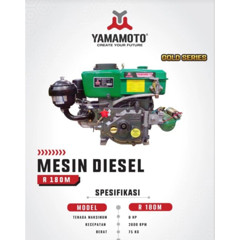 Jual MESIN PENGGERAK DIESEL SERBAGUNA TARIK R180 YAMAMOTO STARTER 8PK | Shopee Indonesia