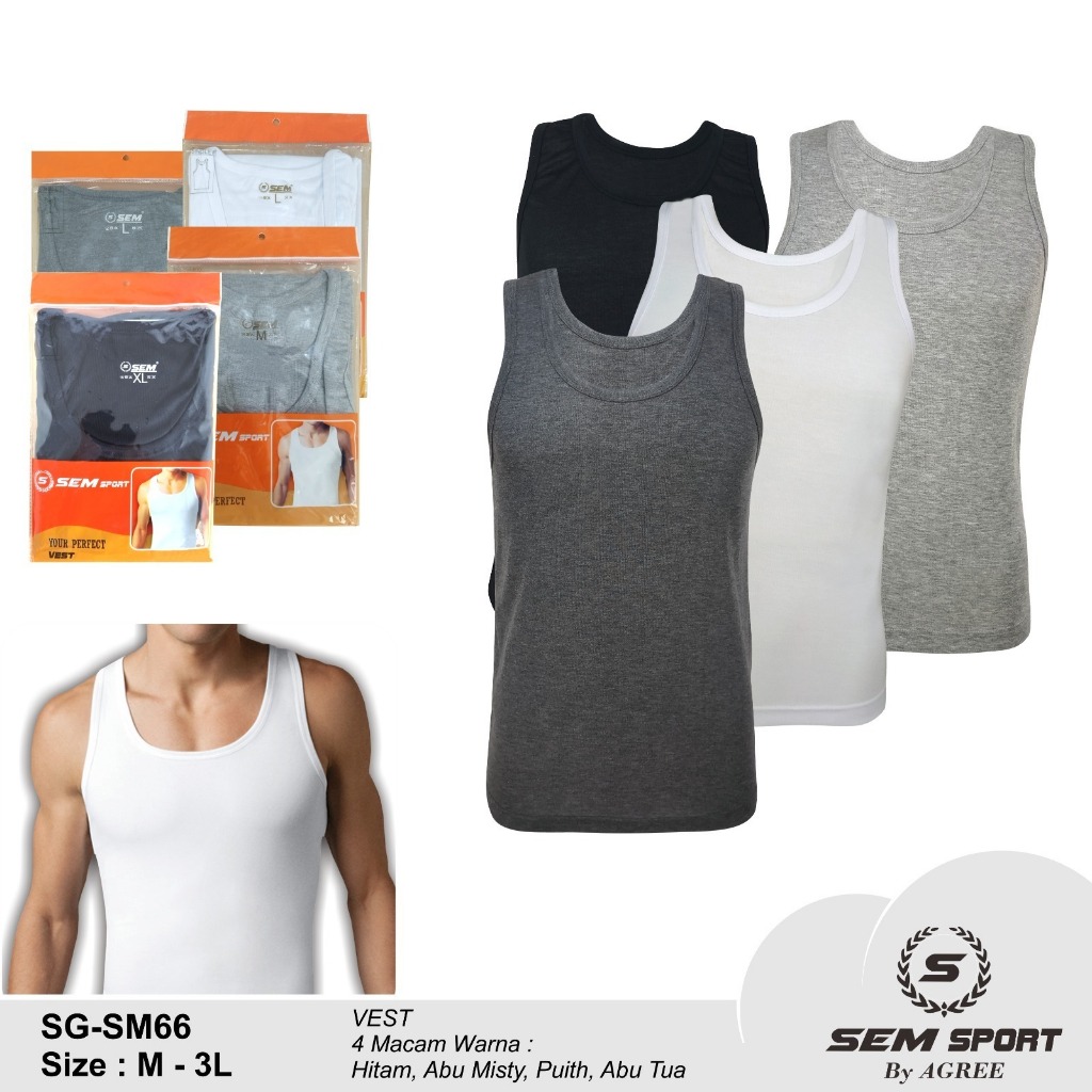 Jual Singlet Pria Kaos Dalam SEM SPORT 66 Kaos Katun | Singlet Cowok ...