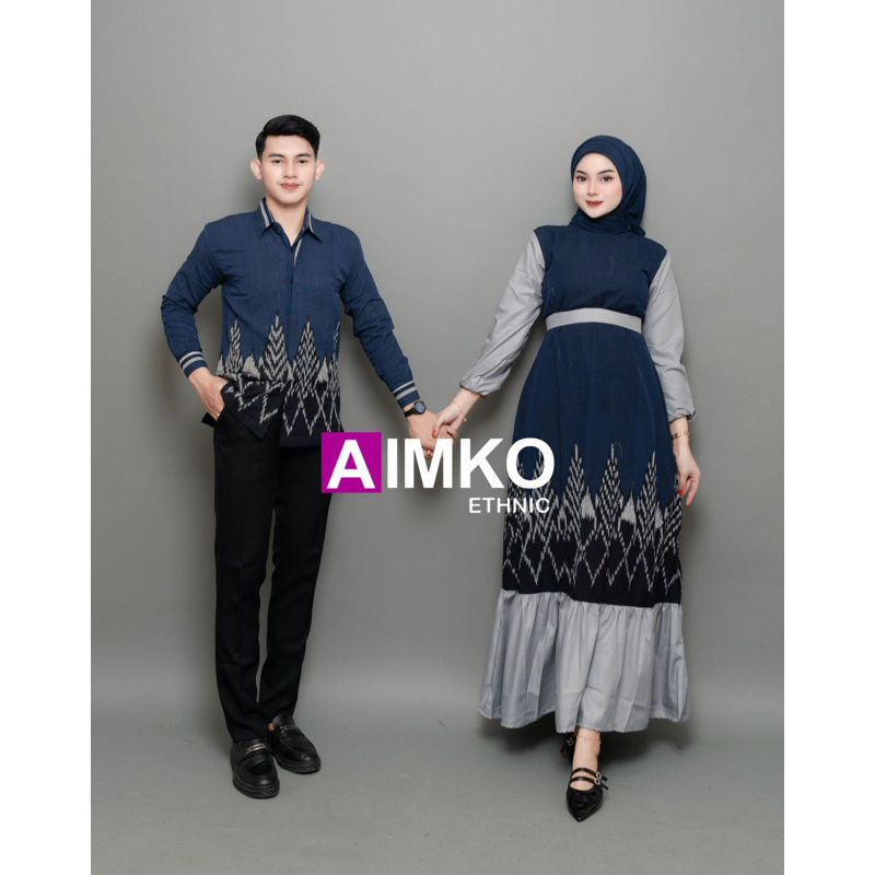 Jual AIMKO - BAJU COUPLE TENUN CEMARA NAVY - BAJU TENUN COUPLE - COUPLE ...