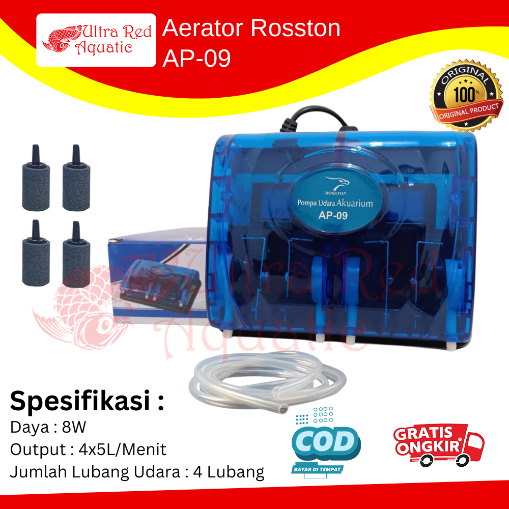 Jual Rosston AP-09 AP 09 Aerator Aquarium Pompa Udara Aquarium 4 Lubang | Shopee Indonesia