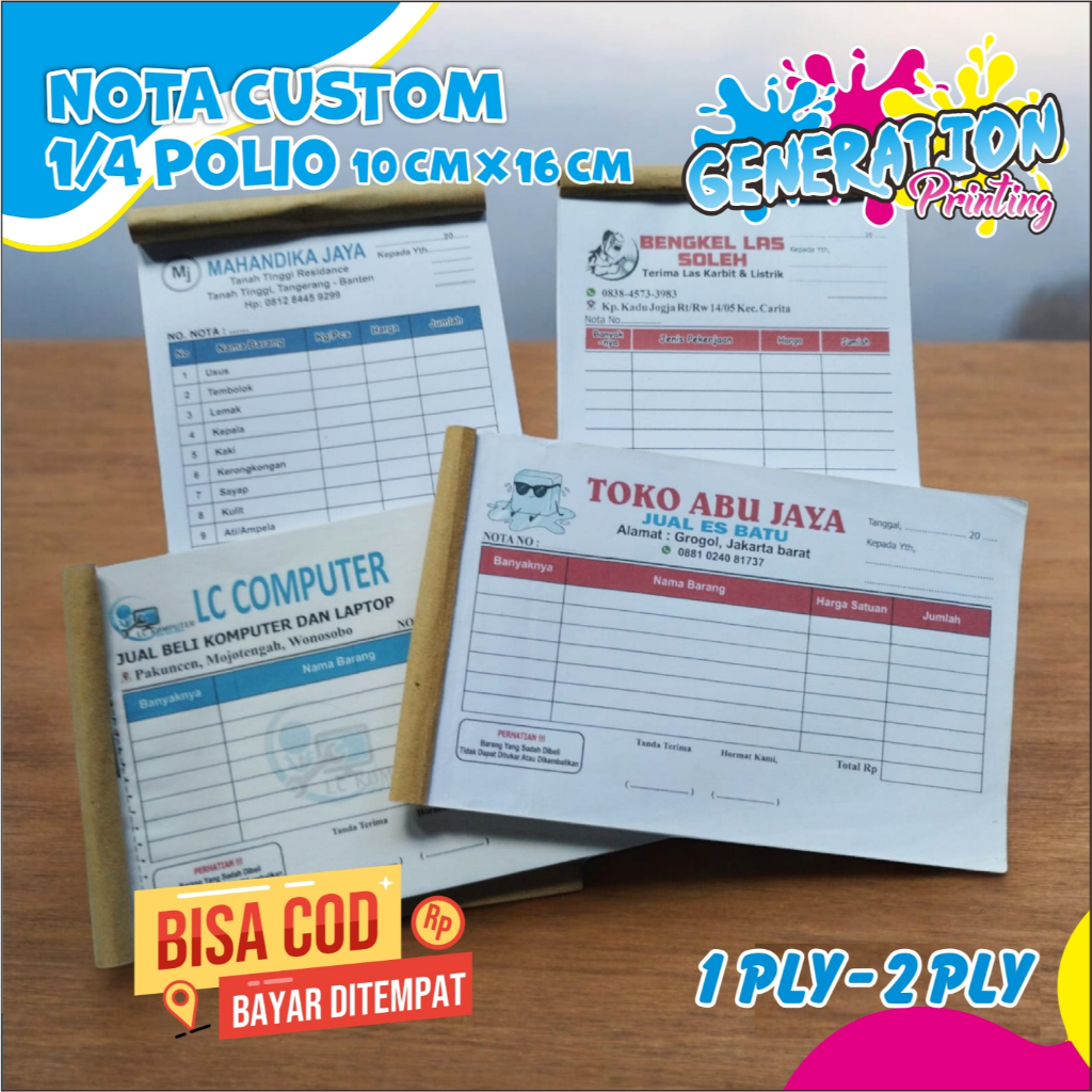 Jual NOTA BON CUSTOM NAMA SENDIRI 1/4 ISI 50 LEMBAR FREE DESAIN ...