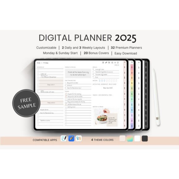 Jual Digital Planner 2025 Digital Planner BuJo Journal Yearly Monthly ...