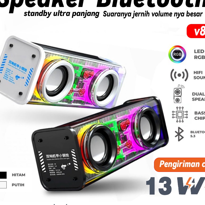 Jual Hot Mecha speaker bluetooth subwoofer meriam baja kecil transparan V8 audio pobel nirkabel ...