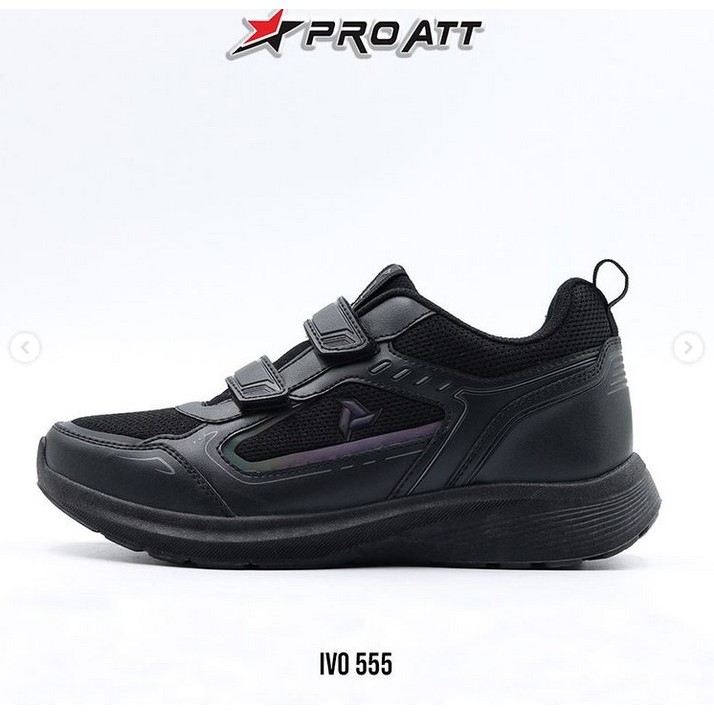 Jual Sepatu Sekolah Anak Laki Laki Perempuan PAUD TK SD SMP Hitam PRO ATT IVO FULL BLACK Perekat ...