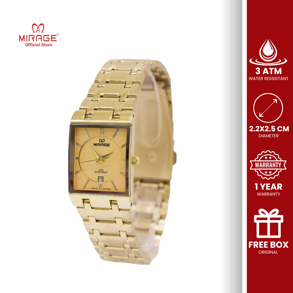 Jual Mirage Jam Tangan Wanita Original Analog Mewah Gold 7908 L Garansi ...