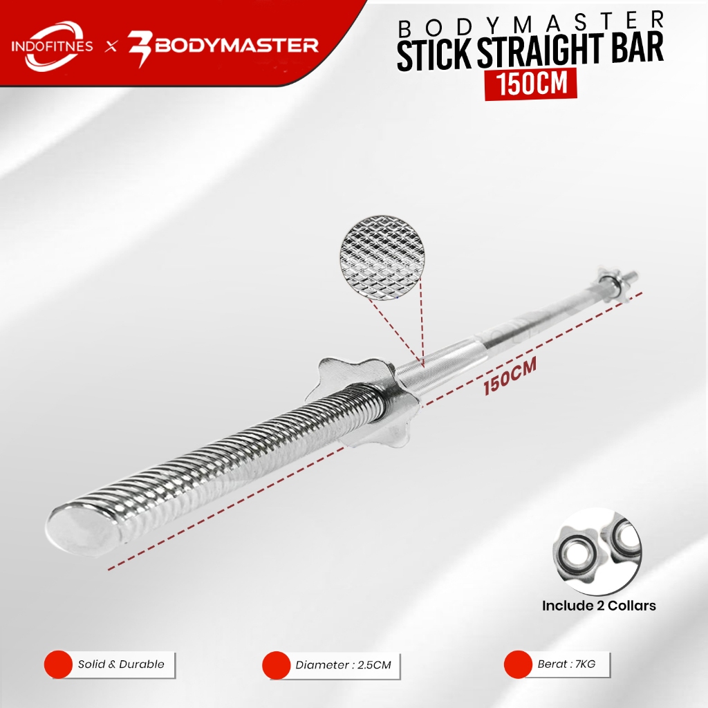 Jual BODYMASTER Stick Straight Bar 150cm Chrome - Stik Barbel Dumbell ...