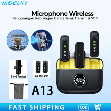 Jual [Ready Stock] A13 Wireless Microphone 2-In-1 Clip On Mic Wireless ...
