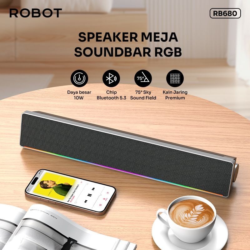 Jual ROBOT Soundbar Speaker RB680 Wireless 5.3 Sky Sound Field 75° Dual ...